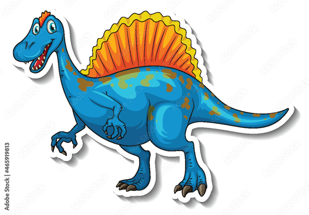 Spinosaurus dinosaur cartoon character sticker Stock Vector | Adobe Stock
