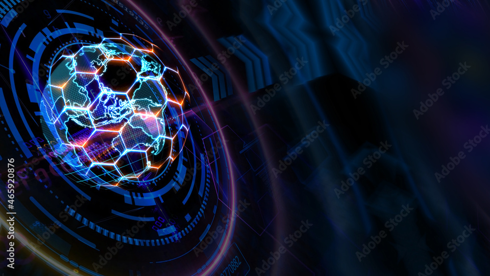 Quantum computer futuristic technology with digital hexagon and red ...