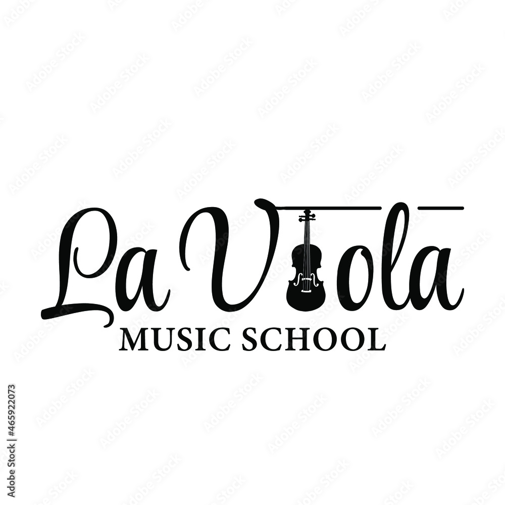 Lettering La Viola logo combines silhouette violin applied for the ...