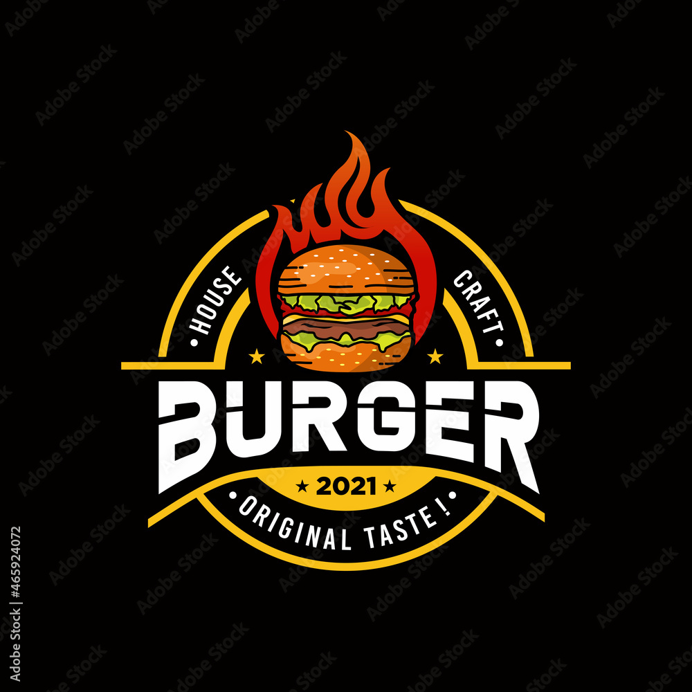 Hot Burger logo Premium Vector Stock Vector | Adobe Stock