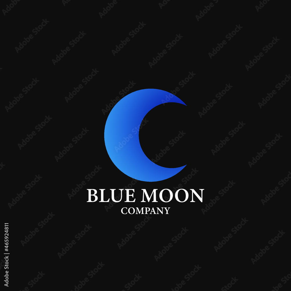 Abstract Blue Moon logo in black background applied for the business ...
