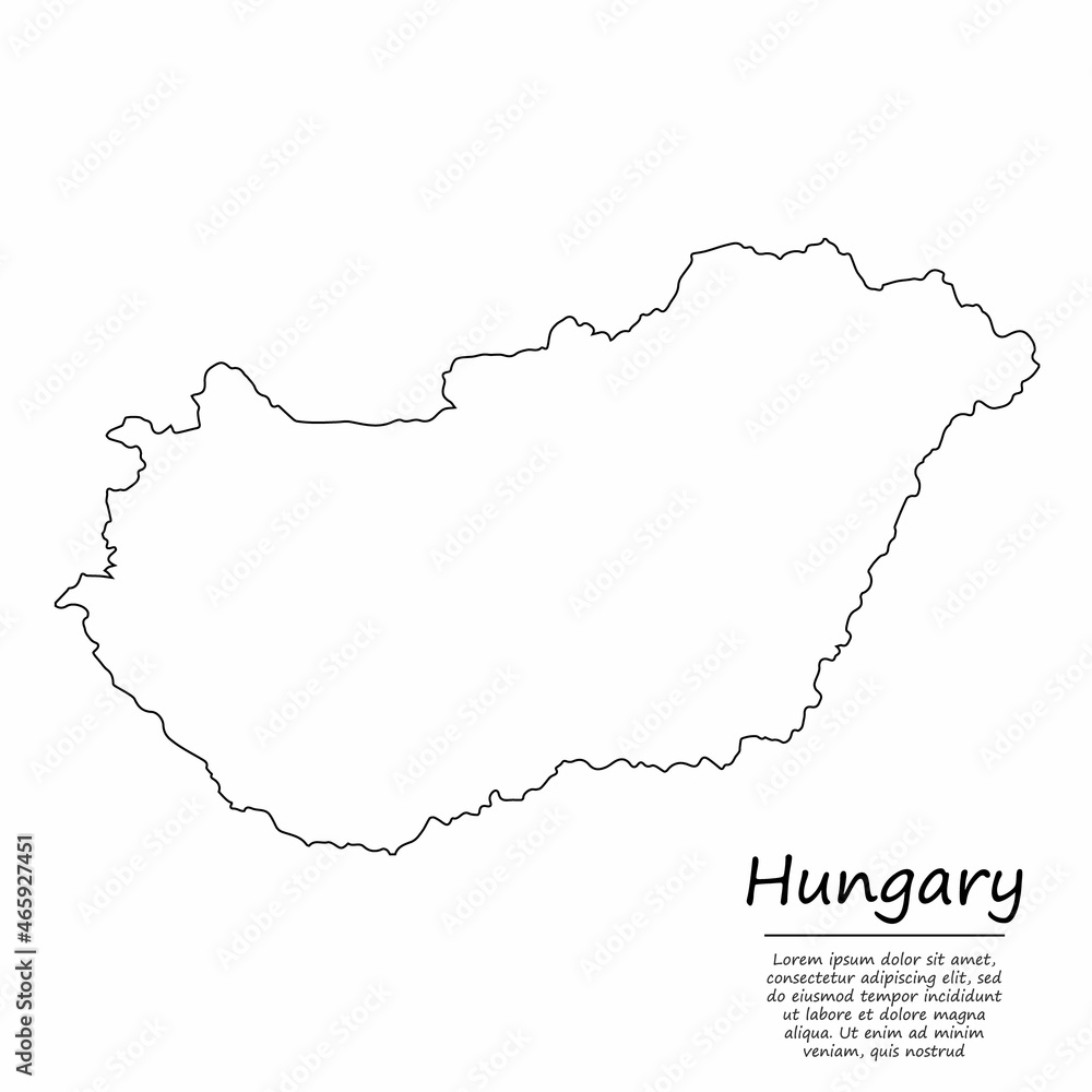 Simple outline map of Hungary, in sketch line style Stock Vector ...