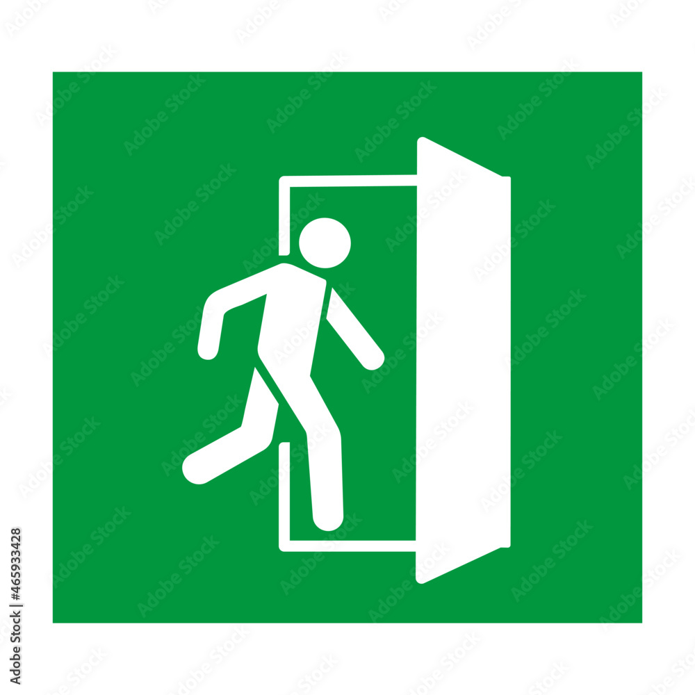 emergency exit door. direction sign. green color. safety vector ...