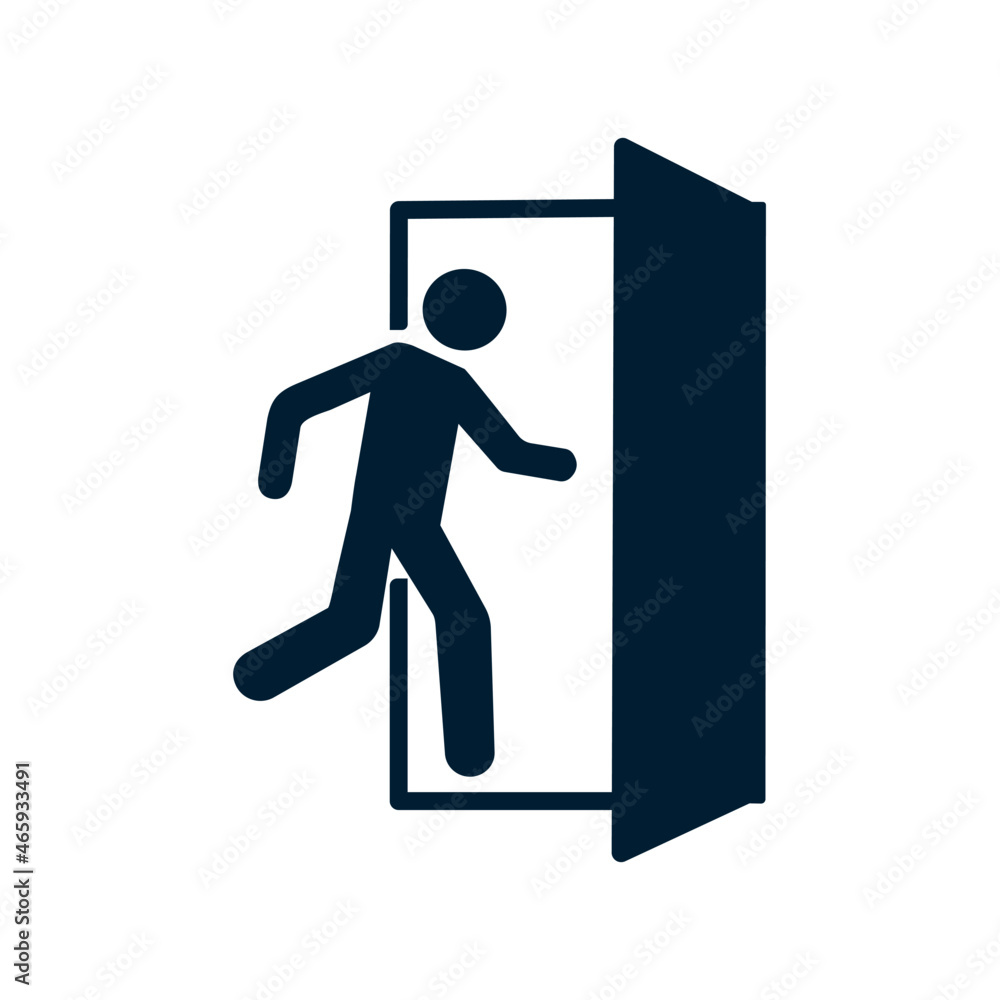 Emergency exit. escape route sign. safety Vector illustration Stock ...