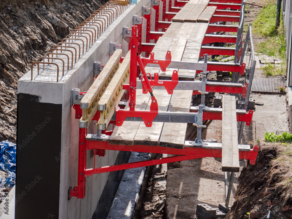 Reinforced concrete block, preparation to pour concrete. Formwork Stock ...