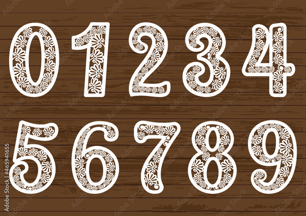 set of patterns of numbers for laser cutting Stock Vector | Adobe Stock