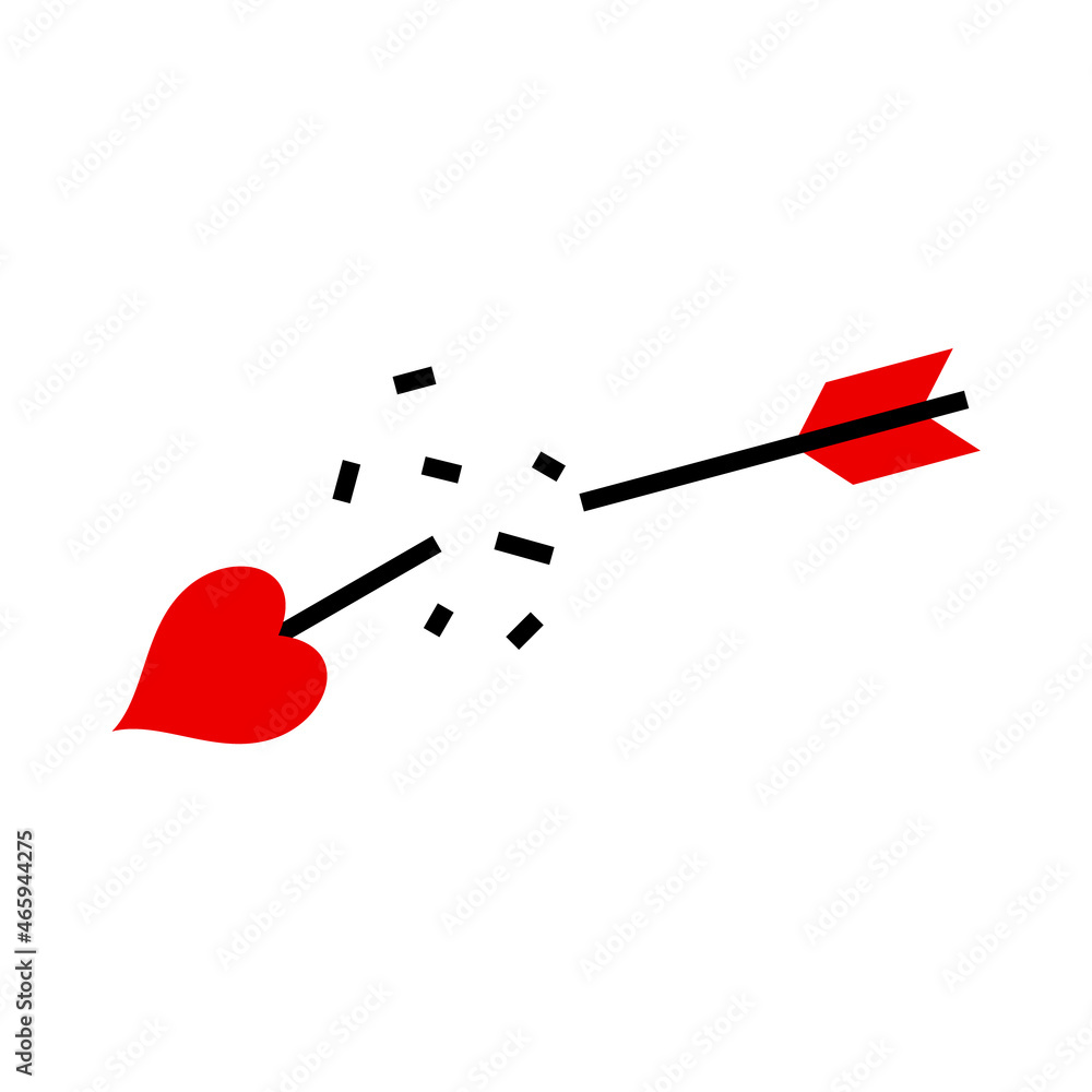Broken arrow with red heart. Heartbreak concept. End of love symbol ...