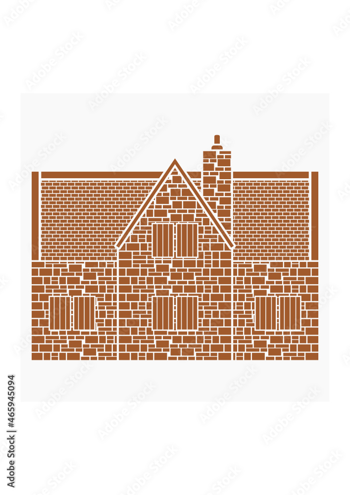 Editable Side View Traditional English House Building Vector ...