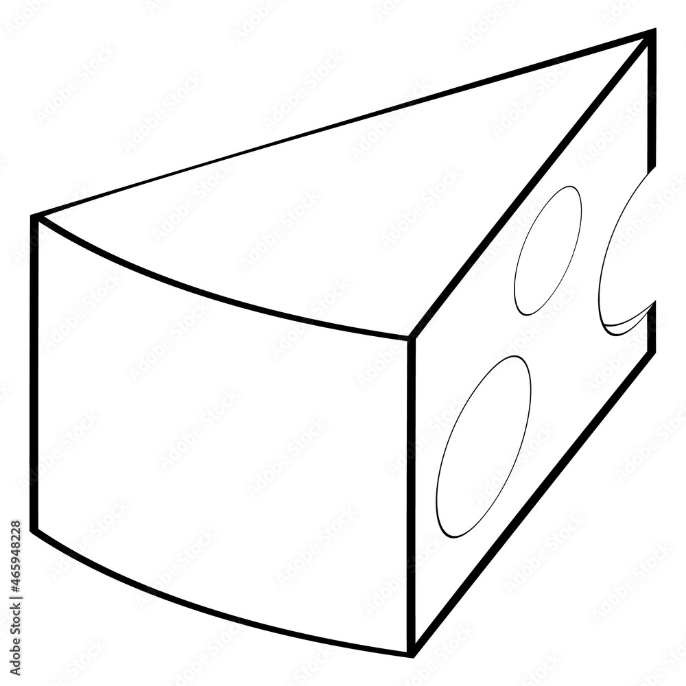 An outline jpeg illustration of a piece of cheese isolated on ...