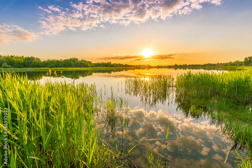 Golden Sun Reflection On Water