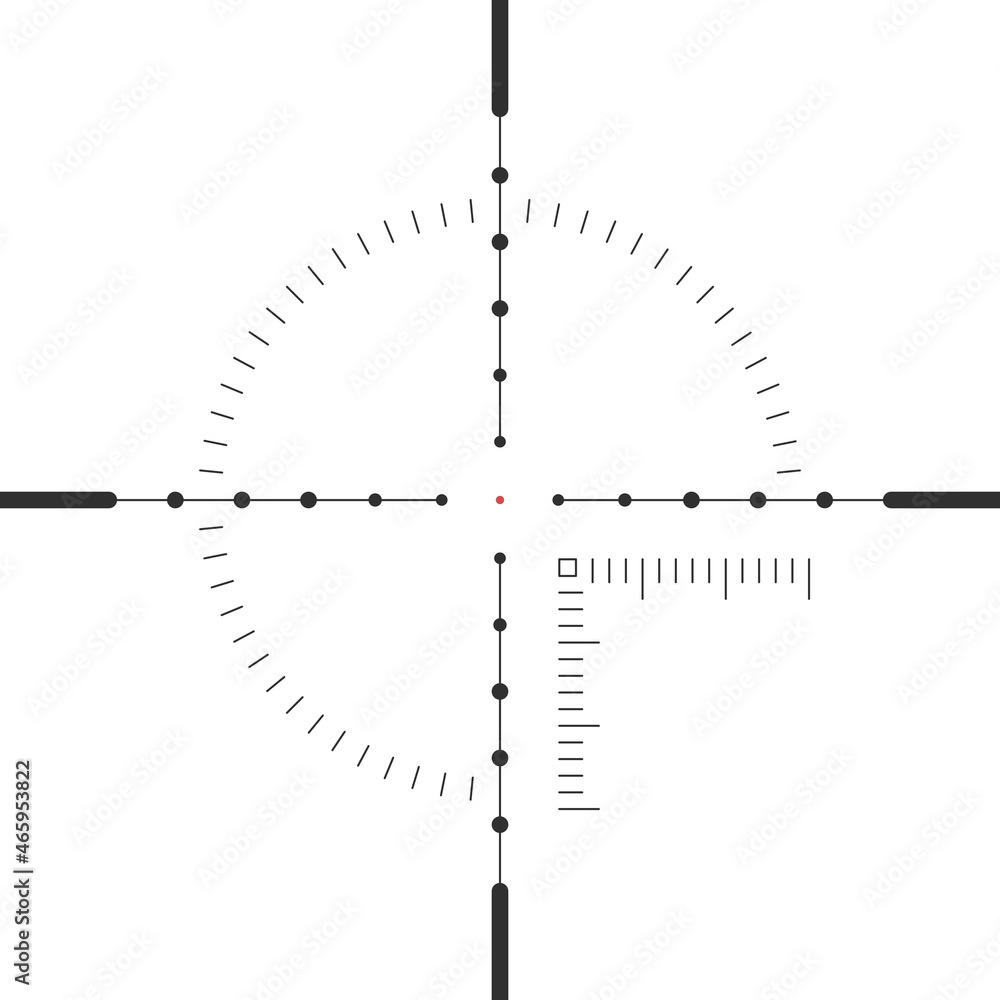 Realistic sniper sight with measurement marks. Sniper scope template ...