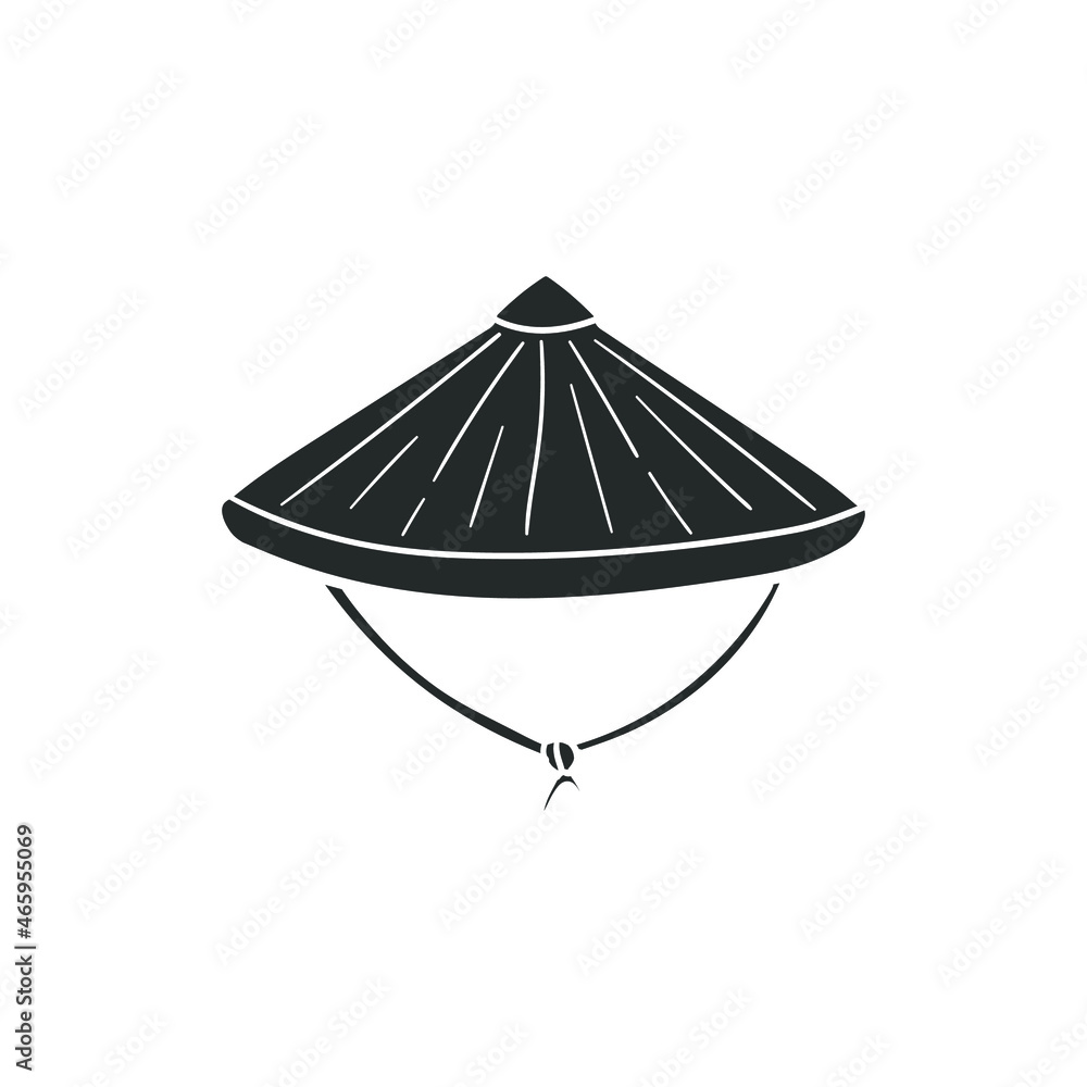 Japanese Hat Icon Silhouette Illustration. Oriental Cap Vector Graphic ...