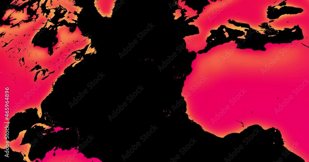 World map heatmap with hot color animated. Concept footage for climate ...
