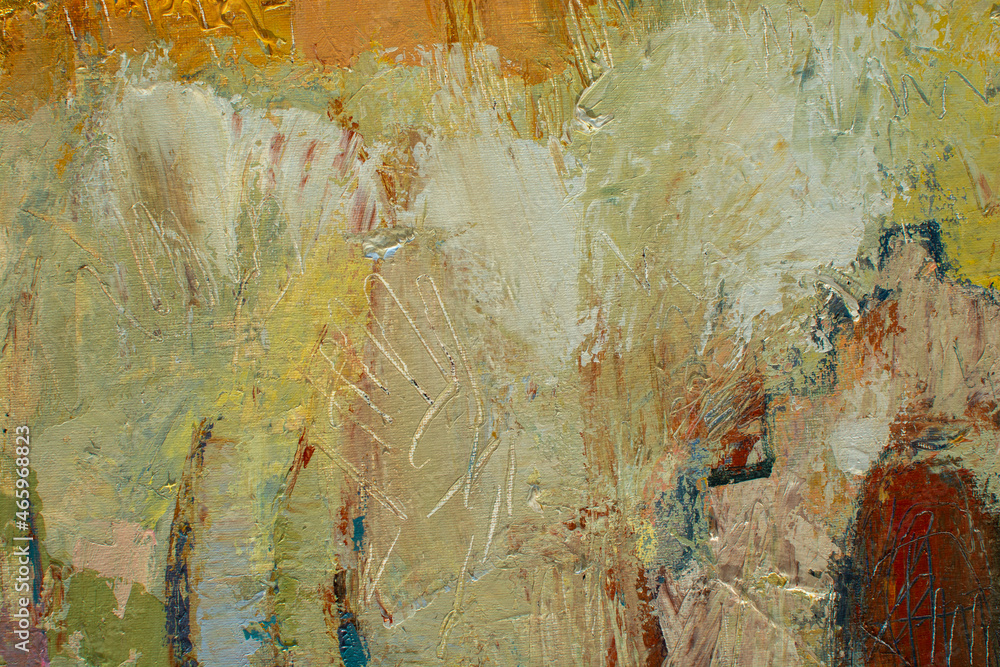 Blue oil painting on canvas. Original abstract acrylic orange paint ...