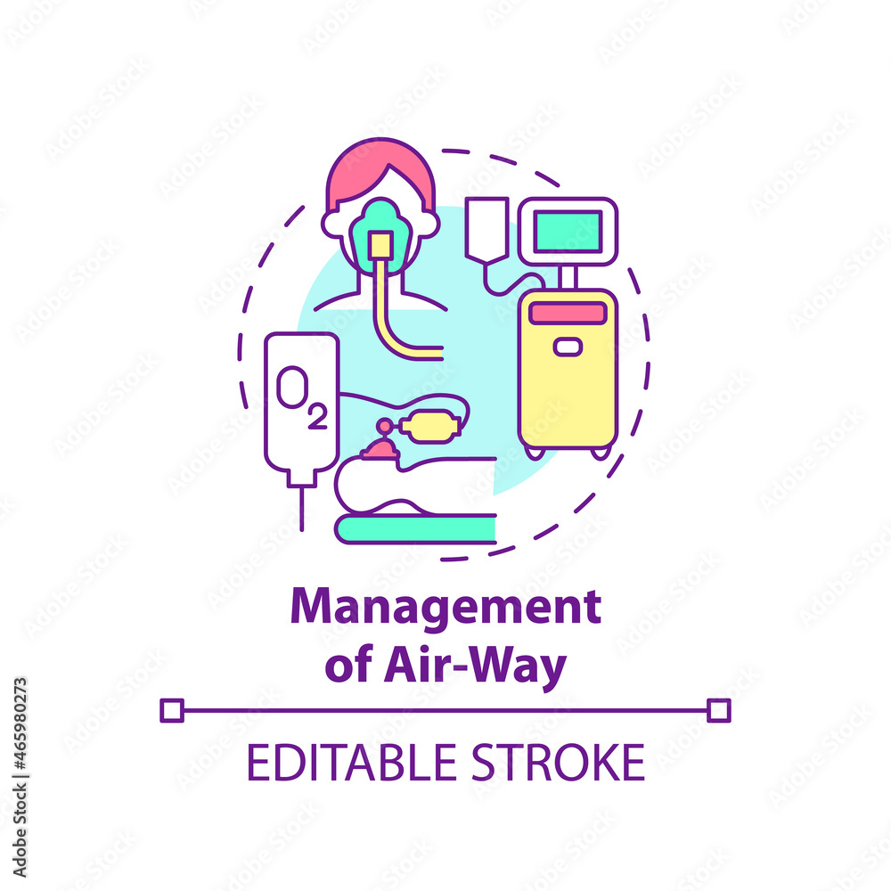 Management of air way concept icon. Pulmonary rehabilitation abstract ...