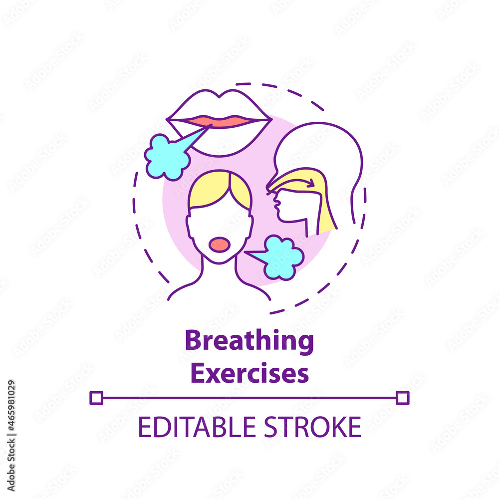 Breathing exercises concept icon. Respiratory rehabilitation abstract ...