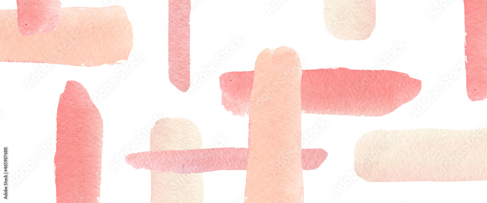 Watercolor abstract banner background, hand painted pink, peach splash ...