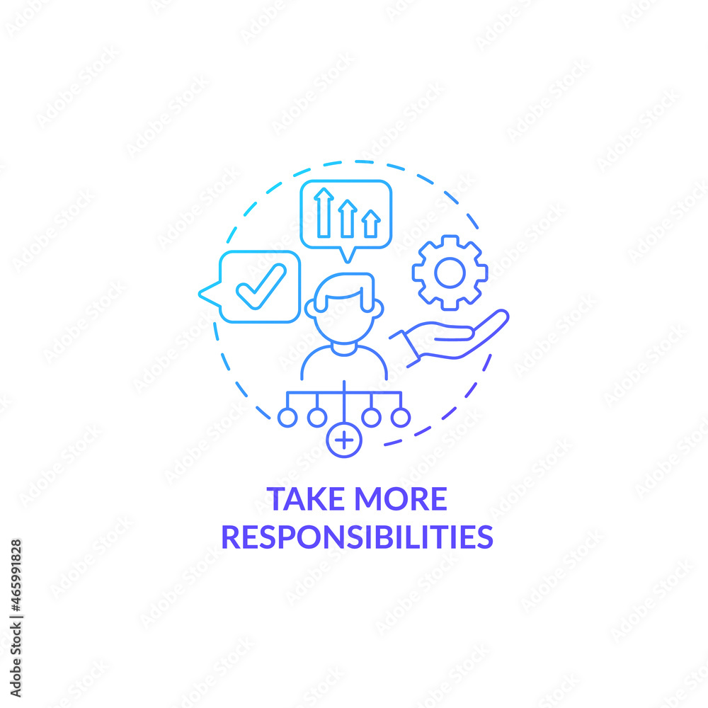 Take more responsibilities blue gradient concept icon. Corporate leader ...