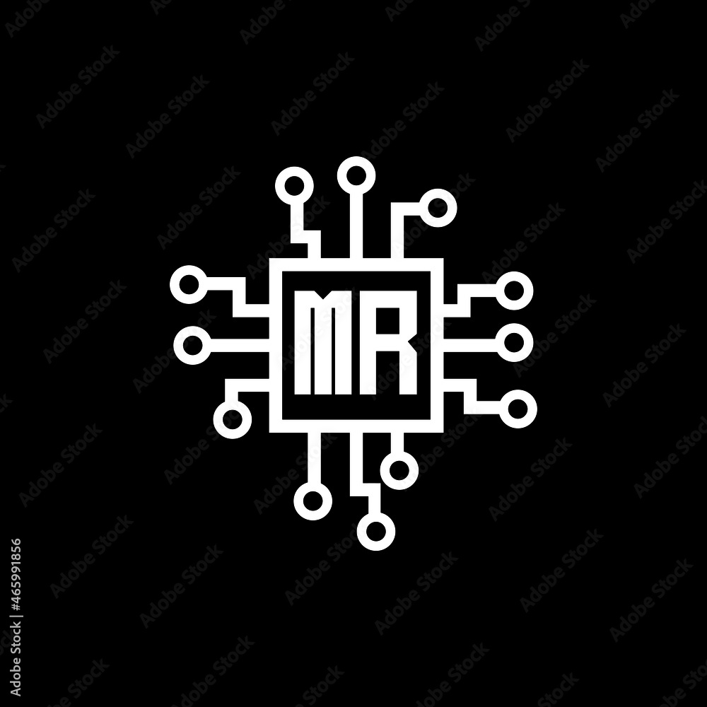 Vecteur Stock MR letter logo design on black background.MR creative ...