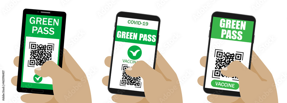 Green Pass.Set of vaccine passport.Coronavirus Immune passport template ...