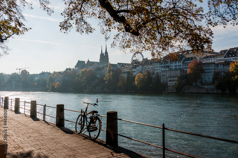 Basel, Münster, Rhein, Rheinufer, Uferweg, Stadt, Altstadt, Kleinbasel ...
