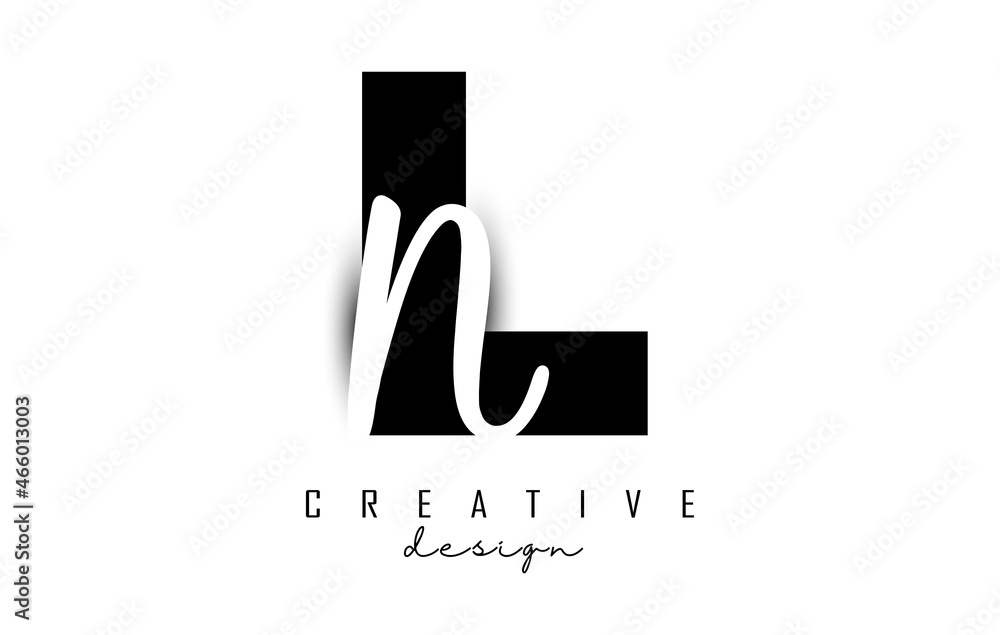 Letters LN Logo with a minimalist design. Letters L and N with ...