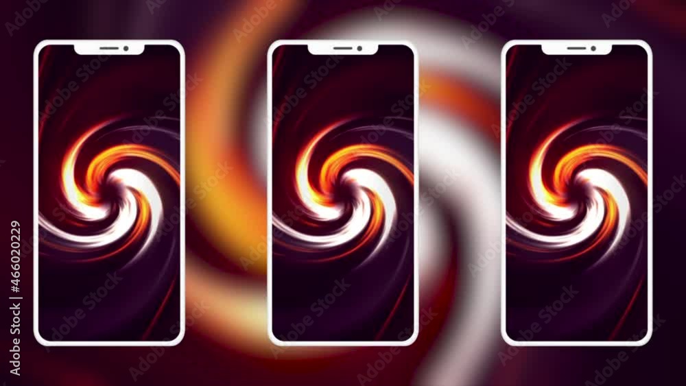 Background with multiple phones. Motion. Bright moving screensavers on ...