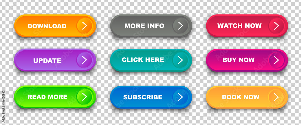 Set of vector modern trendy flat buttons. Trendy colors with ...