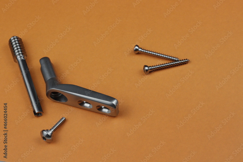 Surgical plates for osteosynthesis in case of hip fractures Stock Photo ...