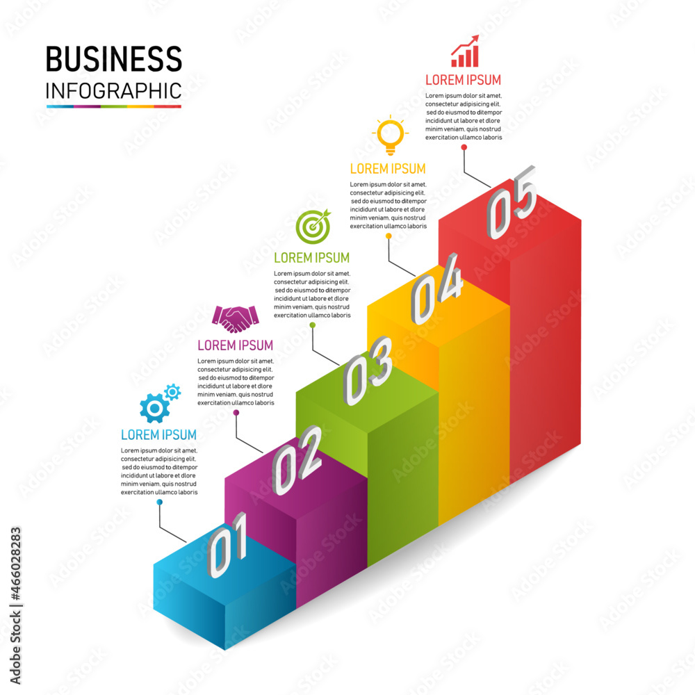 Stair infographics with business icons. Business concept with 5 step to ...
