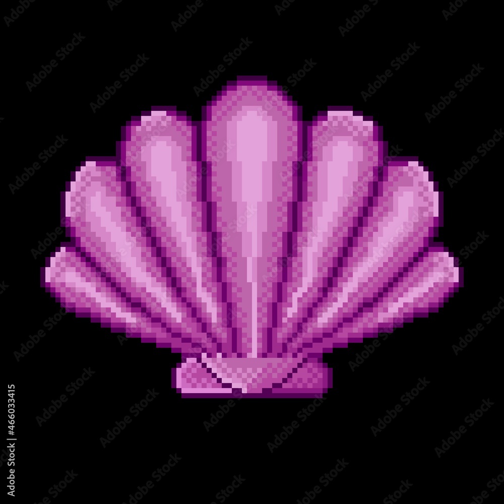 Shell icon pixel art. Clam pixel art. Vector illustration. Stock Vector ...