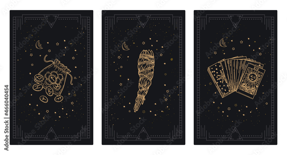 Cover set of magical tarot cards. Mystical templates for occult tarot ...