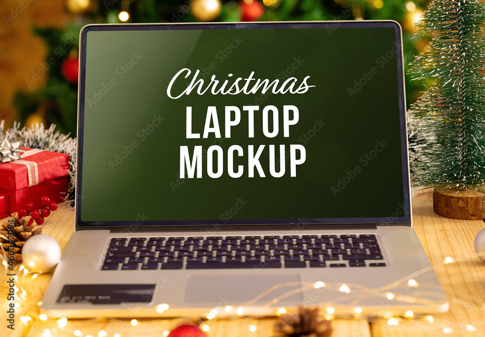 Christmas Laptop Mockup Stock Template | Adobe Stock