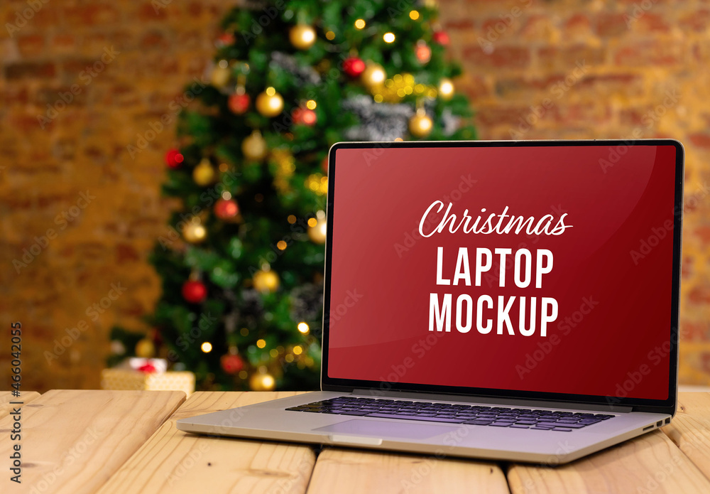 Christmas Laptop Mockup Stock Template | Adobe Stock