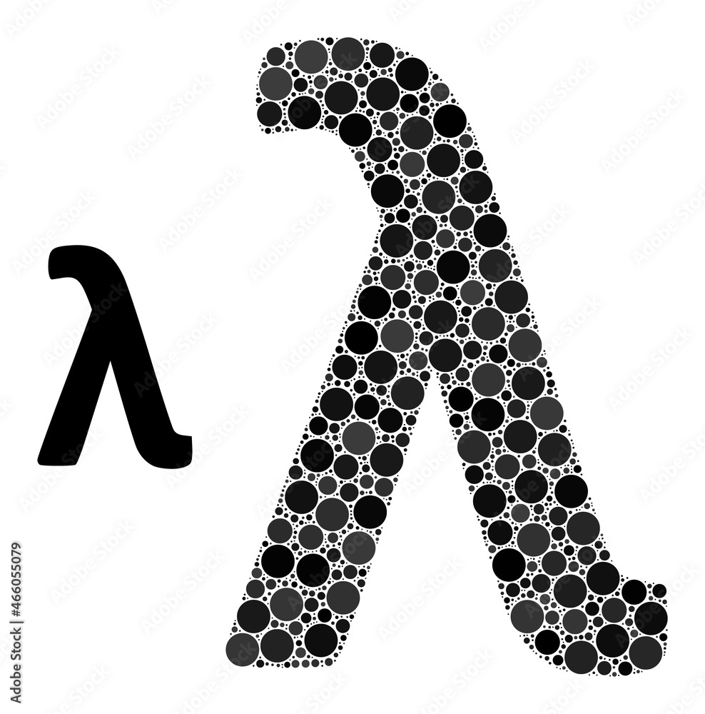 Lambda Greek lowercase symbol vector mosaic of small circles in ...