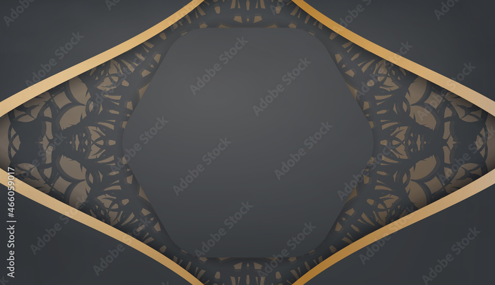 Black color banner template with luxury gold pattern for under logo ...