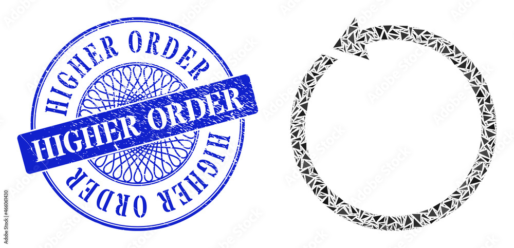 Rotate ccw collage of triangle, and Higher Order scratched seal. Blue ...