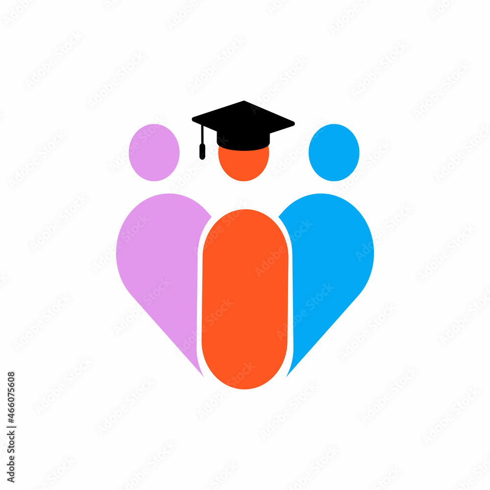 child and parent education logo in heart shape. Education course logo ...