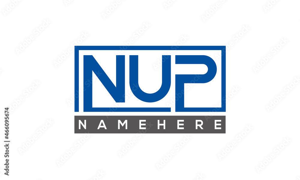 NUP Letters Logo With Rectangle Logo Vector Stock Vector | Adobe Stock