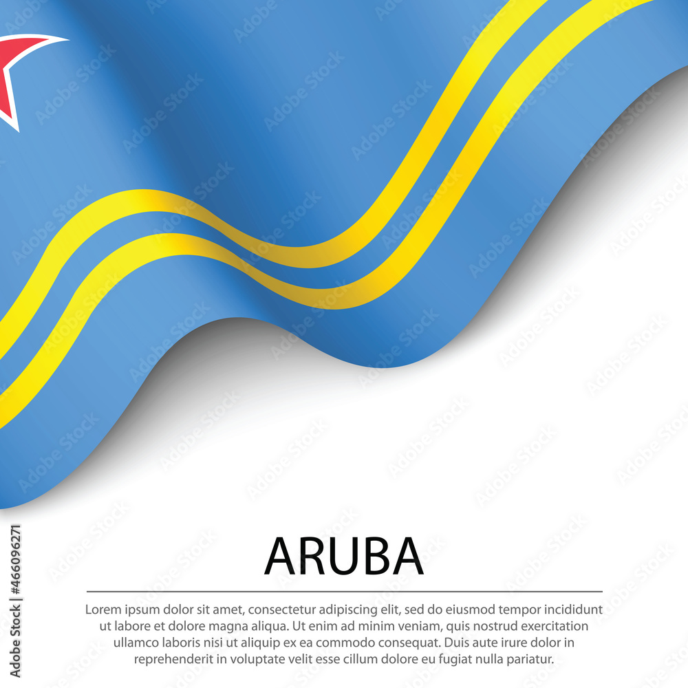 Waving flag of Aruba on white background. Banner or ribbon template for ...