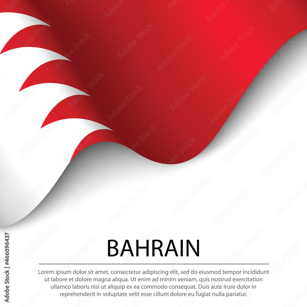 Waving flag of Bahrain on white background. Banner or ribbon template ...