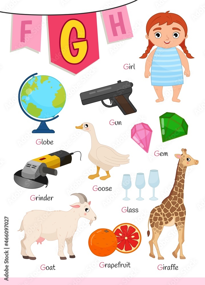 English alphabet with cartoon cute children illustrations. Kids ...