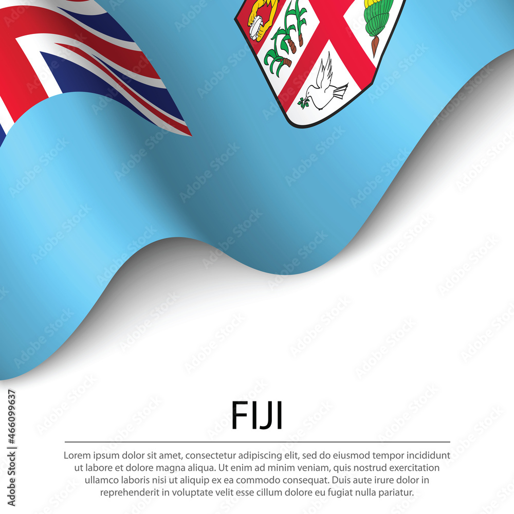 Waving flag of Fiji on white background. Banner or ribbon template for independence day Stock ...