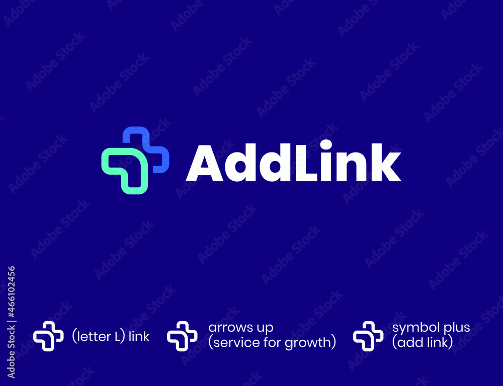 Add Plus logo design template set. Vector collection of Add Link ...