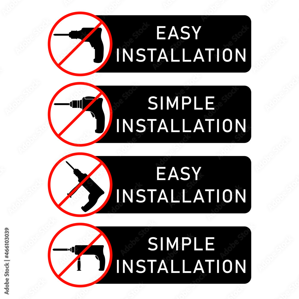 Easy installation and simple installation icon with power drill symbol ...