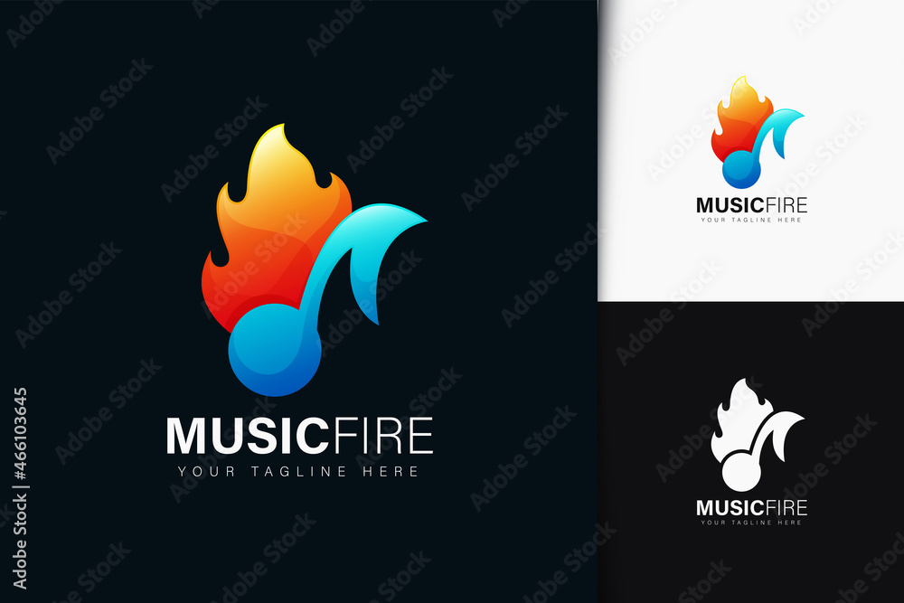 Music fire logo design with gradient Stock Vector | Adobe Stock