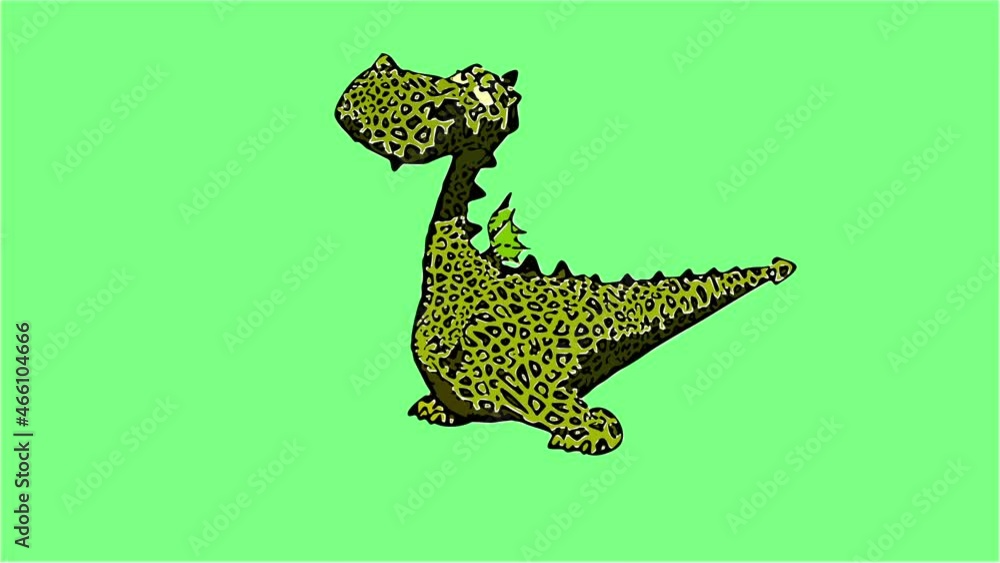 2d animation in comic style - cute dragon dancing on the floor isolated ...