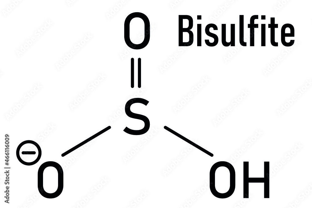 Skeletal formula of Bisulfite anion, chemical structure. Common salts ...