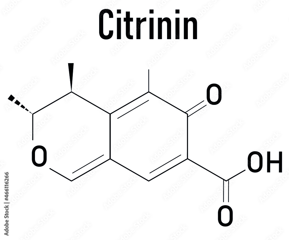 Skeletal formula of Citrinin mycotoxin molecule. Stock Vector | Adobe Stock