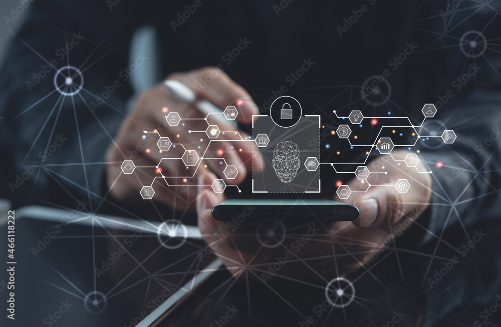 Network security, digital banking, financial technology, online payment ...